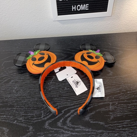 Disney | Accessories | Minnie Mouse Ears Headband Halloween Pumpkins ...